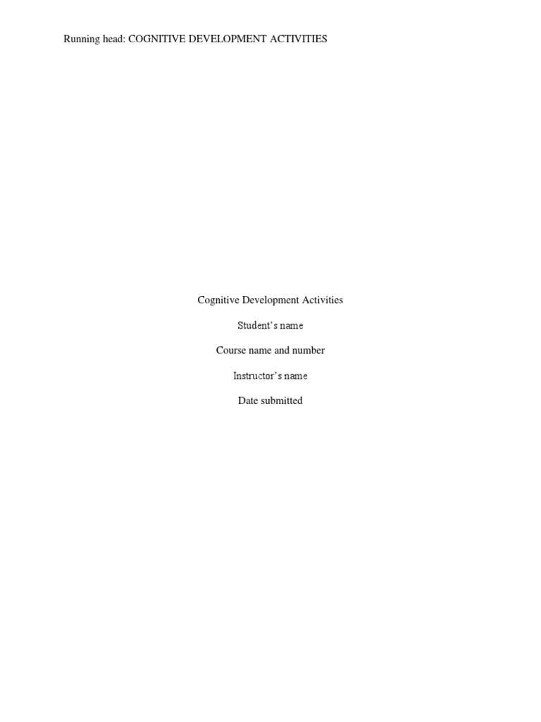 Cognitive Development Activities | PDF | Child Development | Relationships