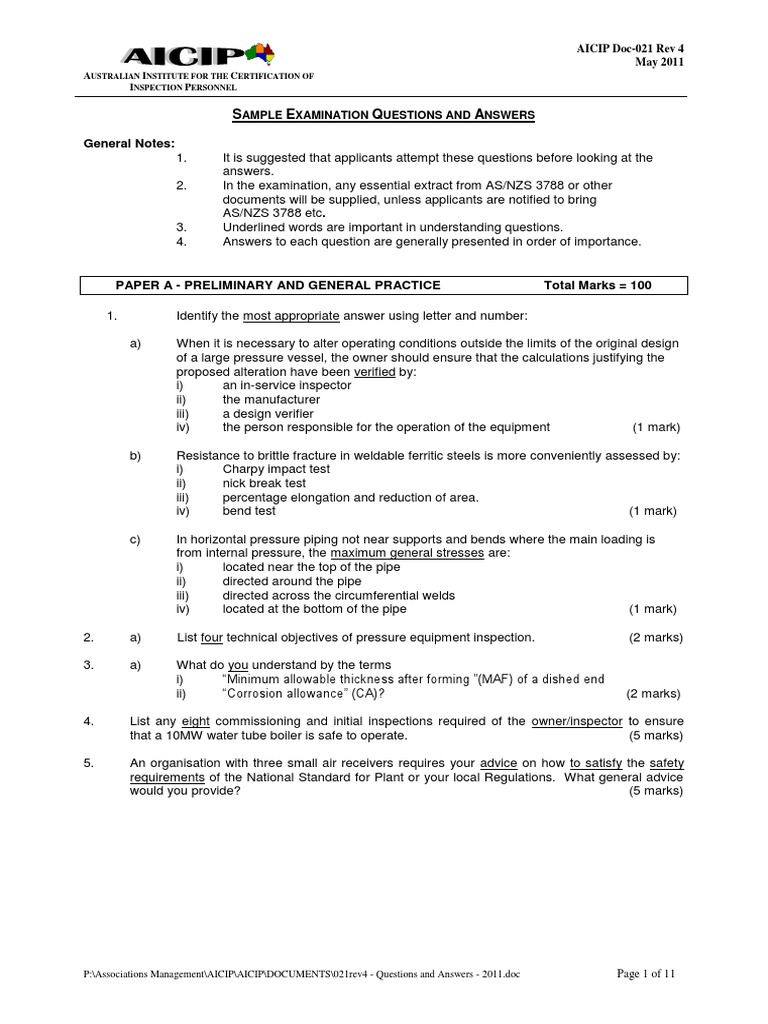 021rev4 Questions and Answers 2011 | Download Free PDF | Boiler ...
