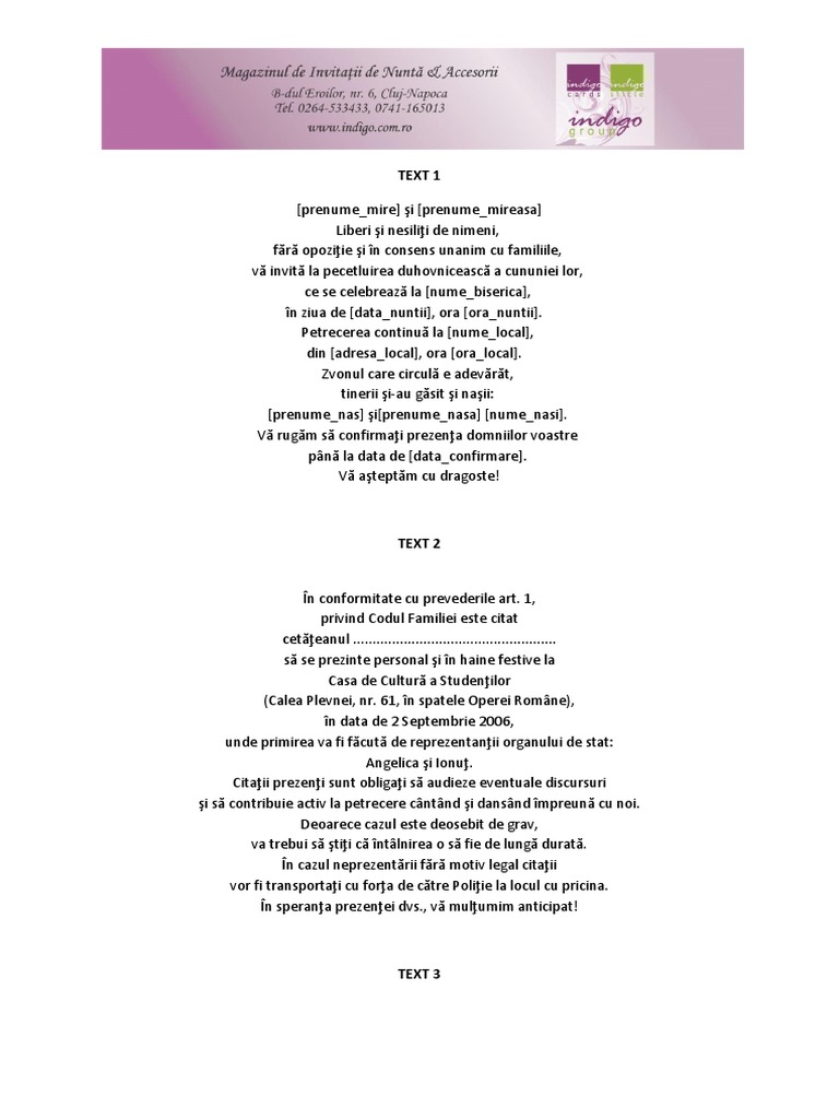 Texte Haioase Invitatii Nunta PDF | PDF