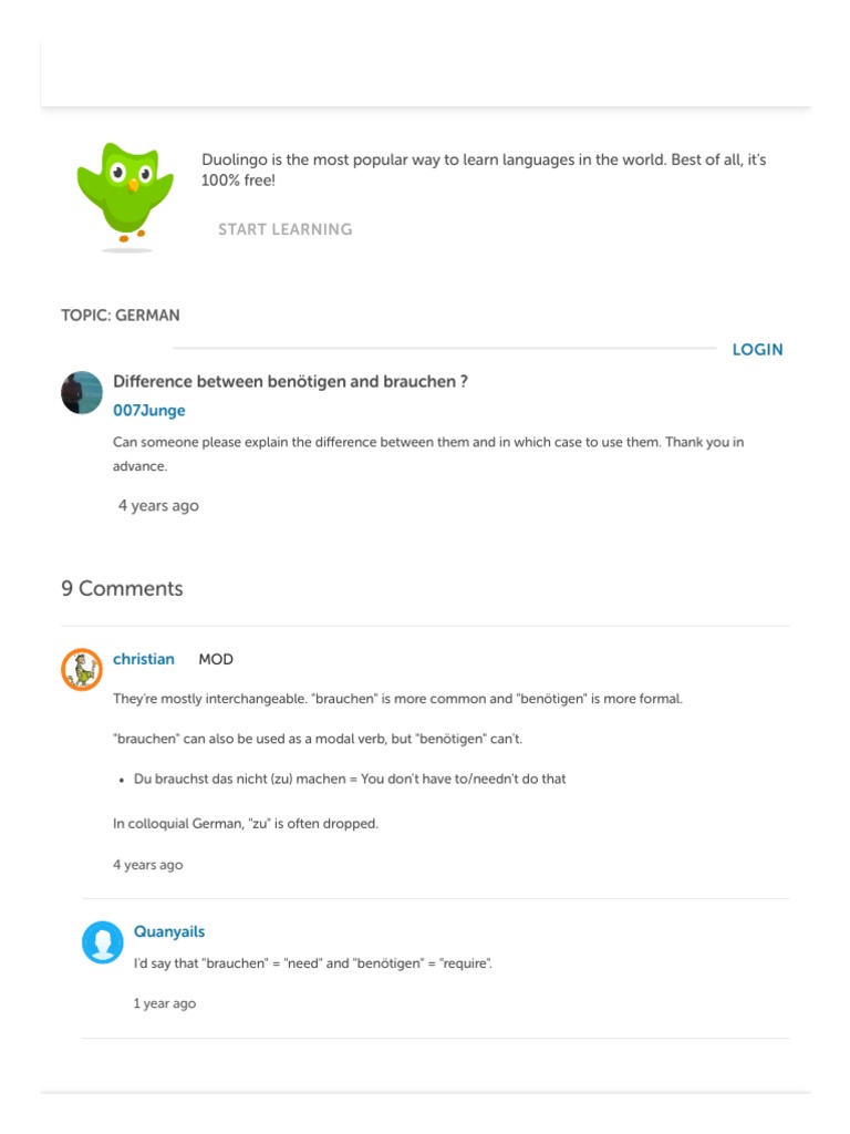 Difference Between Benötigen and Brauchen | PDF
