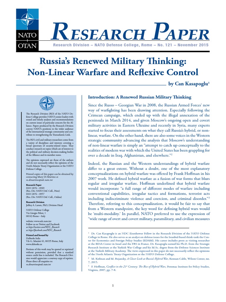 Russian Non Linear War and Reflexive Control Theory PDF | PDF ...