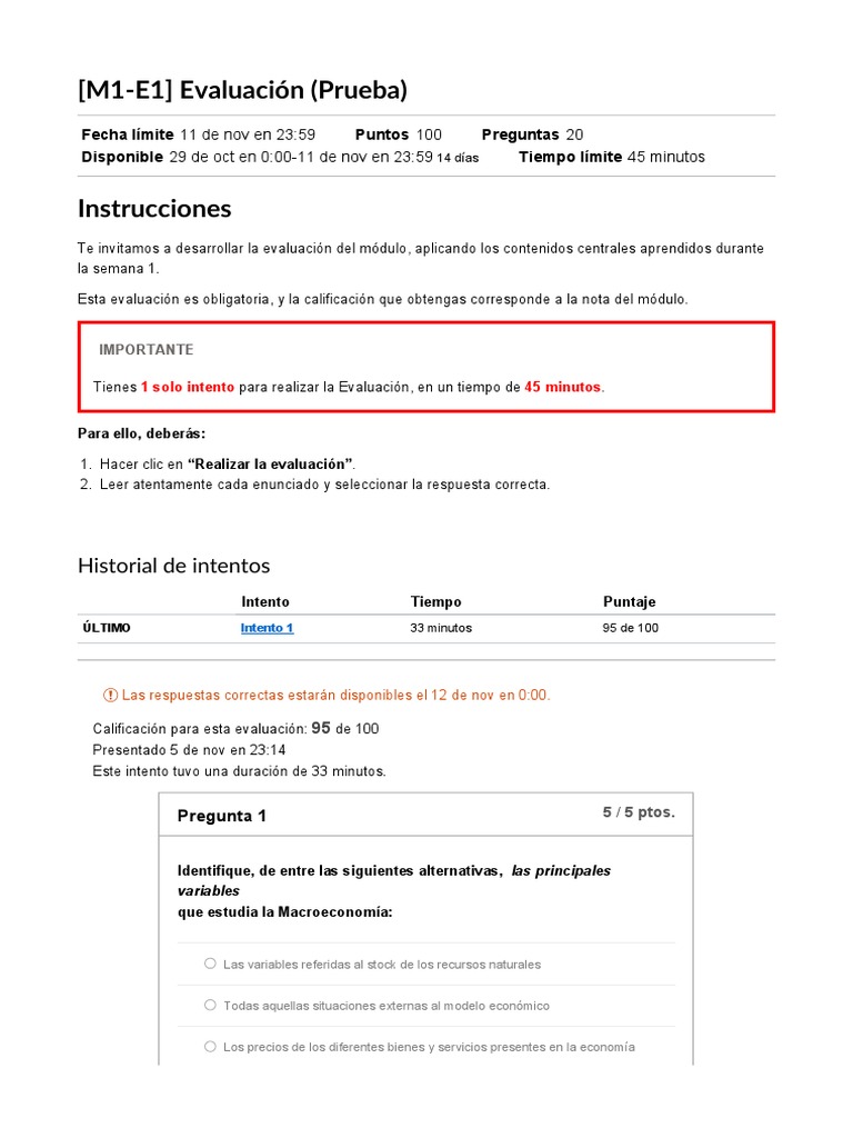 Prueba Modulo 1 Macroeconomía | PDF | Producto Interno Bruto | Macroeconómica