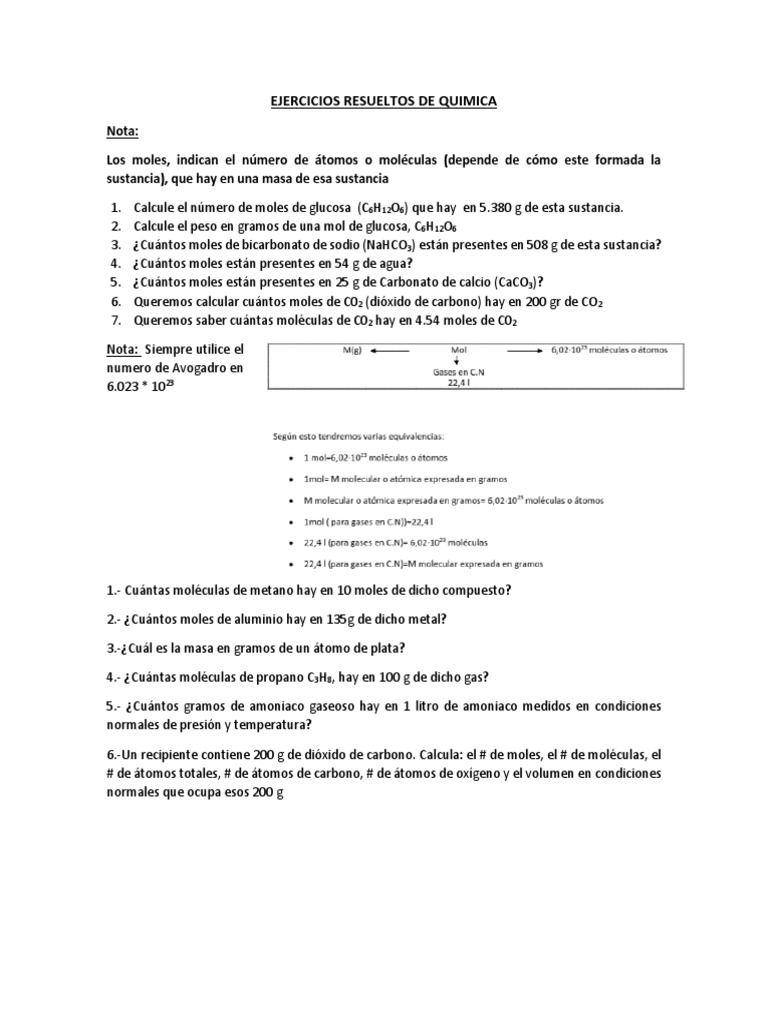 Ejercicio Moles | PDF