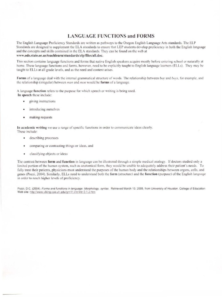 Language Functions and Forms | PDF | Verb | Adjective