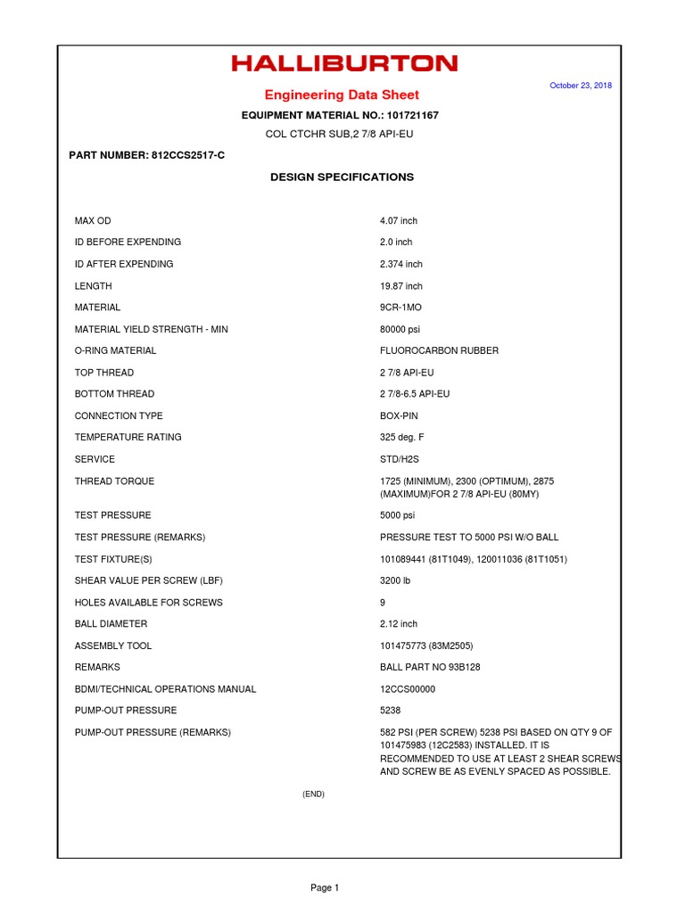 Engineering Data Sheet: Design Specifications | PDF