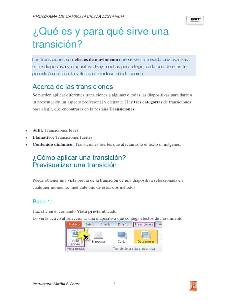 Qué Es y para Qué Sirve Una Transición y Como Aplicarlo | PDF | Point ...