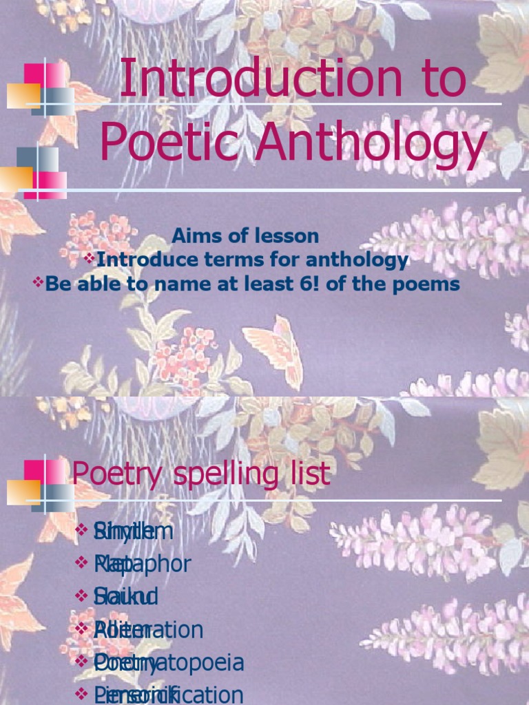 Introduction To Anthology | PDF | Poetry | Phonaesthetics