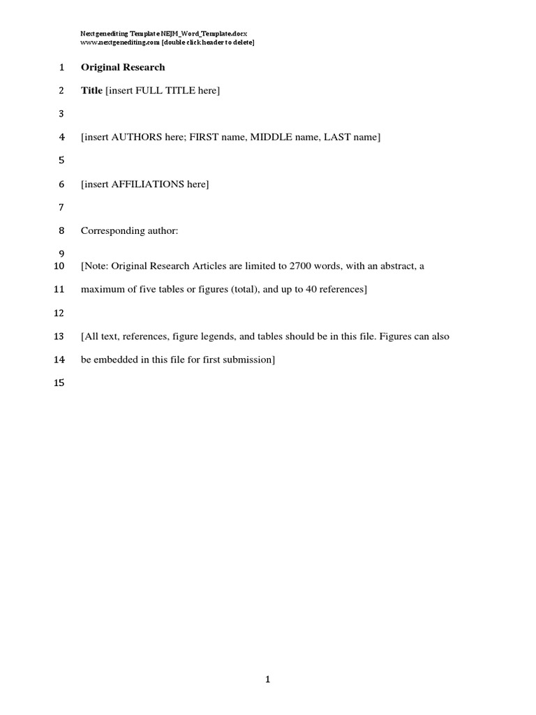 NEJM Word Template | PDF | Abstract (Summary) | Communication