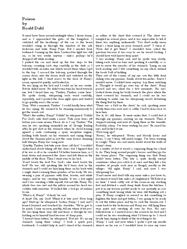 Poison by Roald Dahl | PDF | Nature