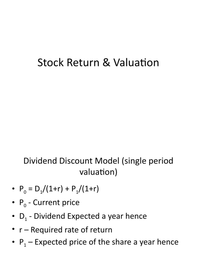Stock Return & Valuation | PDF | Price–Earnings Ratio | Dividend