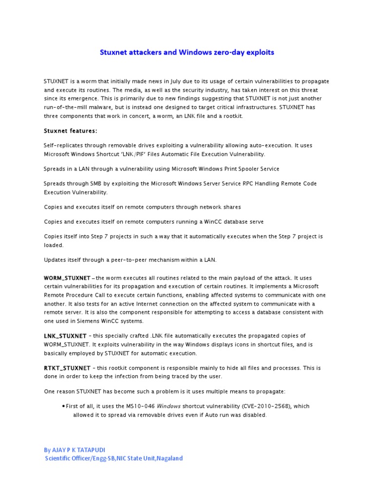 Inside of Stuxnet | PDF | Malware | Computer Virus