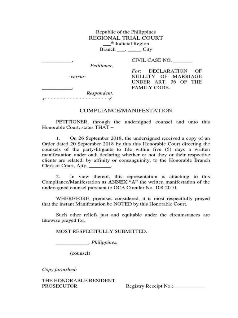 Compliance Manifestation | PDF | Courts | Common Law