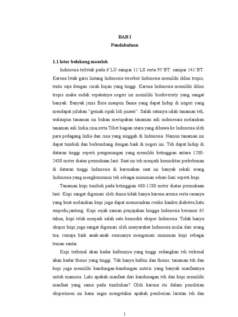 Pengaruh Pemberian Larutan Teh Dan Larutan Kopi Terhadap Tumbuhan | PDF ...