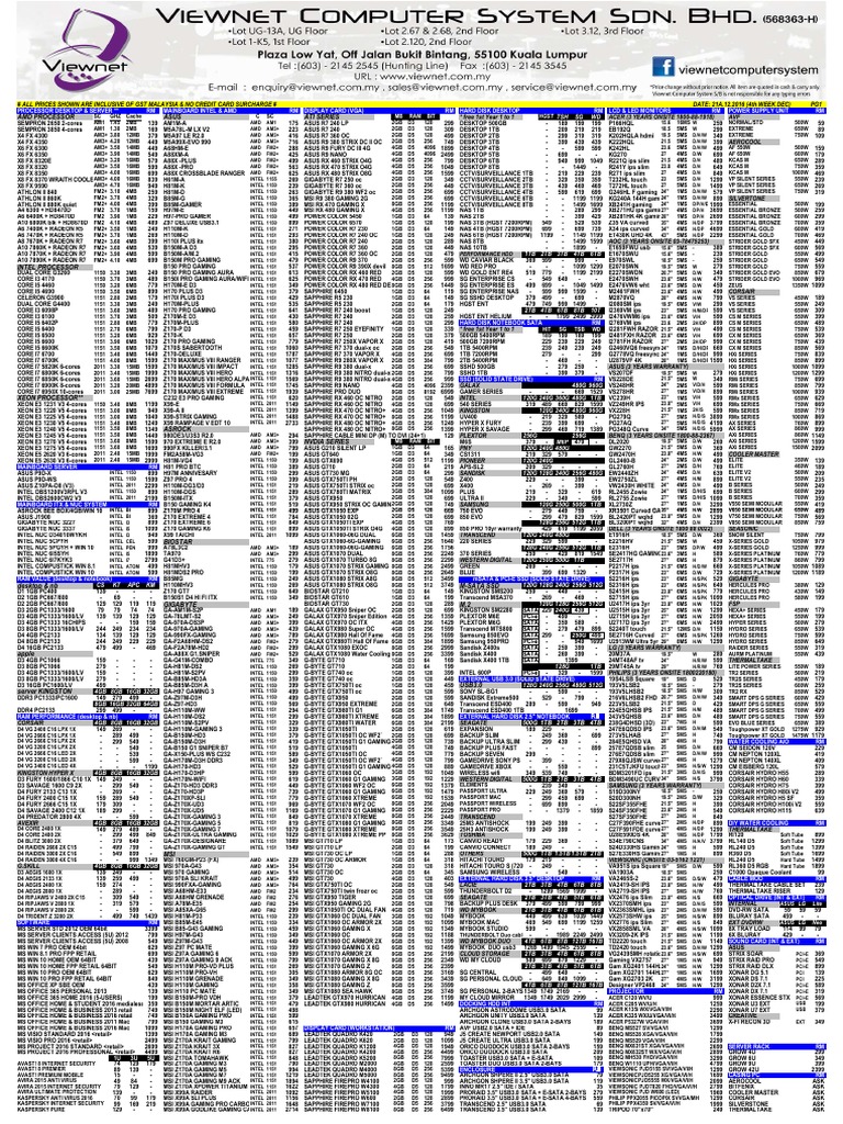 Viewnet Computer Systems SDN BHD Price List 2016-12b | Download Free ...