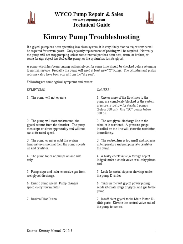 Kimray Pump Troubleshooting Guide | PDF | Pump | Valve