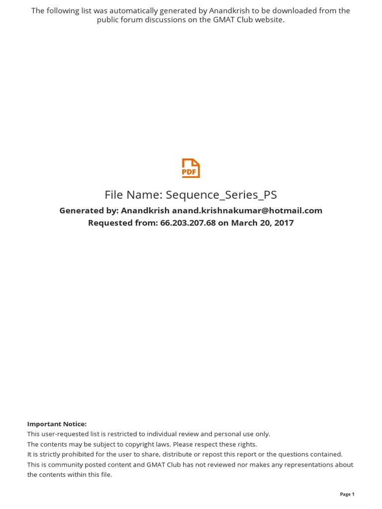 PS Practice | PDF | Sequence | Numbers