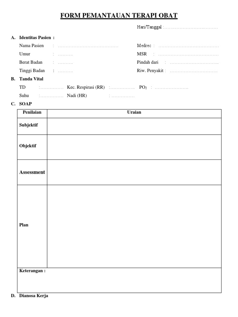 Form Pemantauan Terapi Obat | PDF
