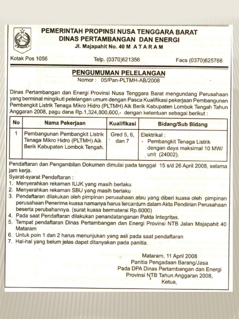 31 Contoh Pengumuman Lelang | PDF