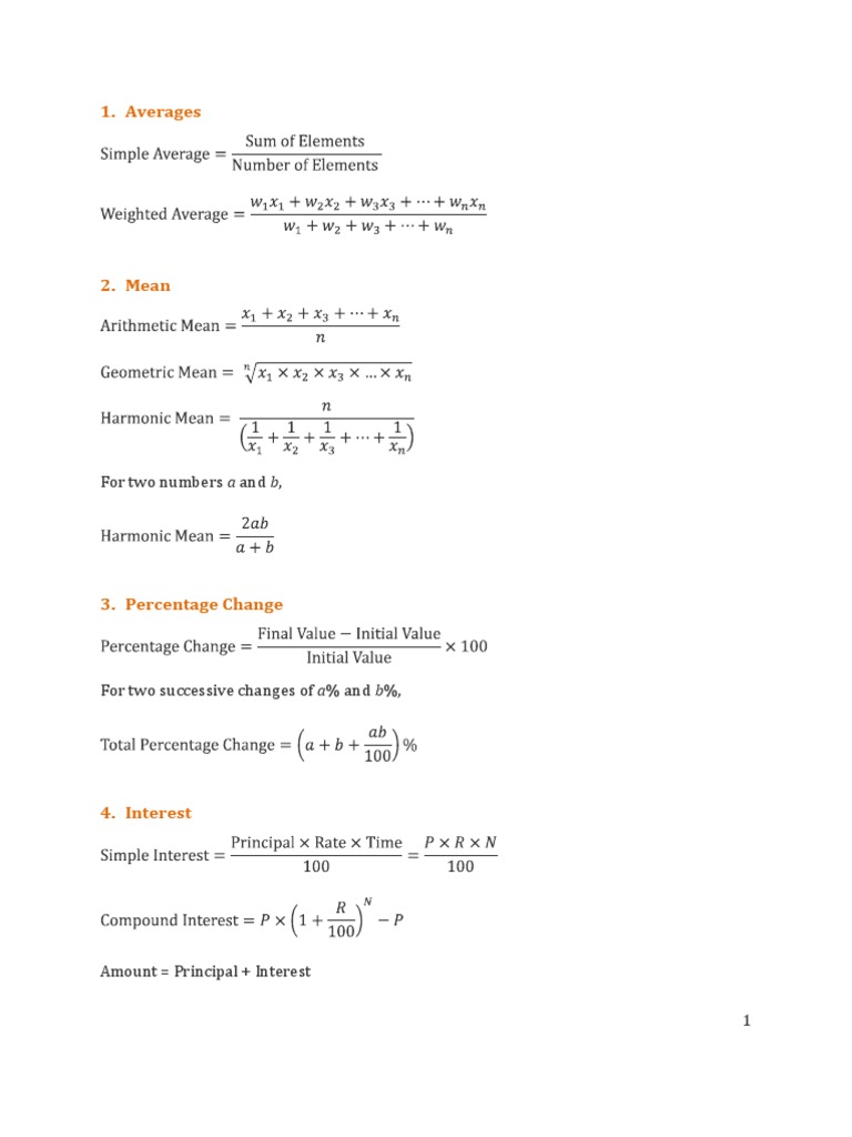 Essential Mathematical Formulas Guide | PDF | Area | Triangle