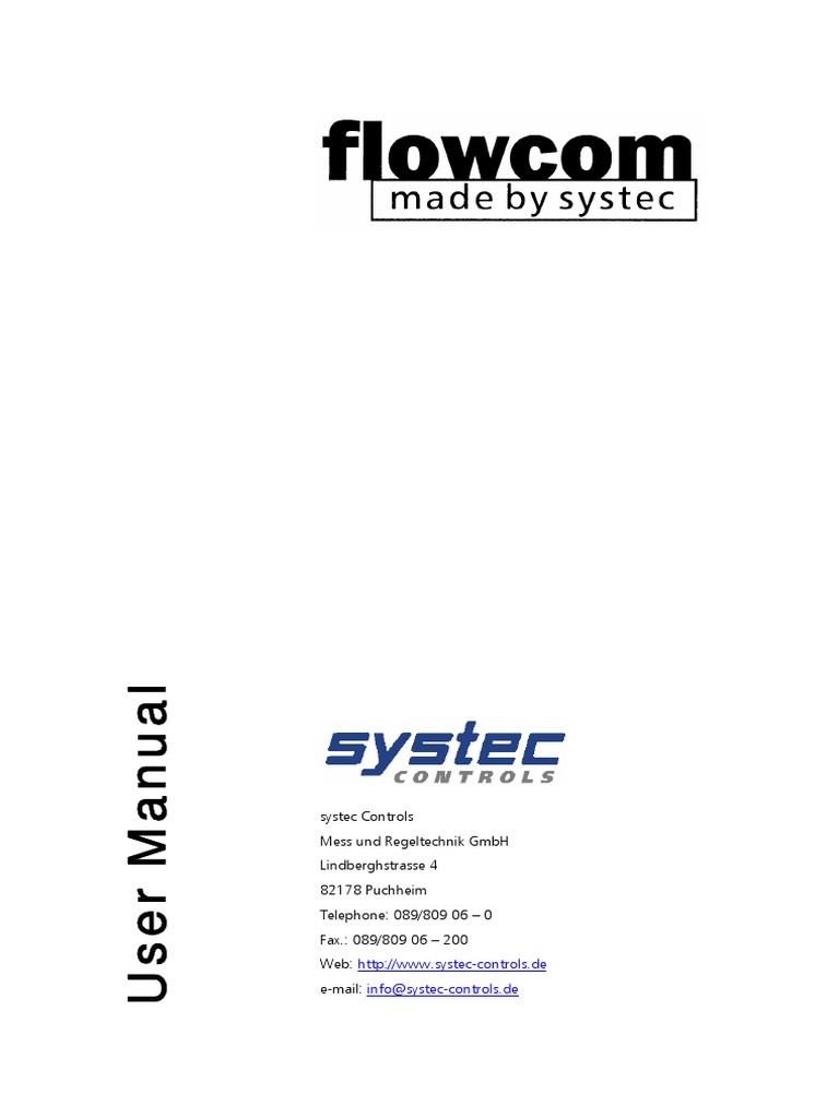 Flowcom User Manual Overview | PDF | Menu (Computing) | Gases