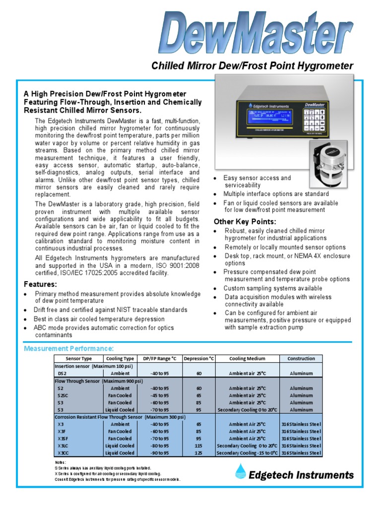 EdgeTech DewMaster | PDF | Atmospheric Thermodynamics | Applied And Interdisciplinary Physics