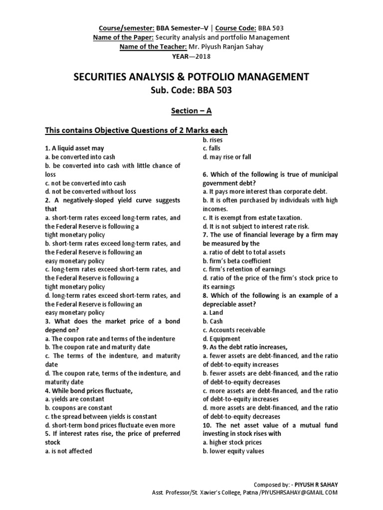 SAPM | PDF | Capital Asset Pricing Model | Bonds (Finance)