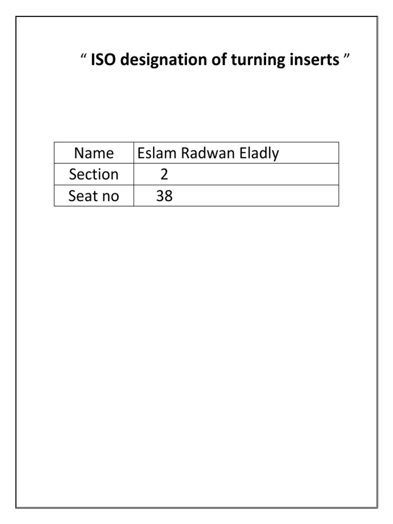 ISO Designation of Turning Inserts 2 | PDF | Angle