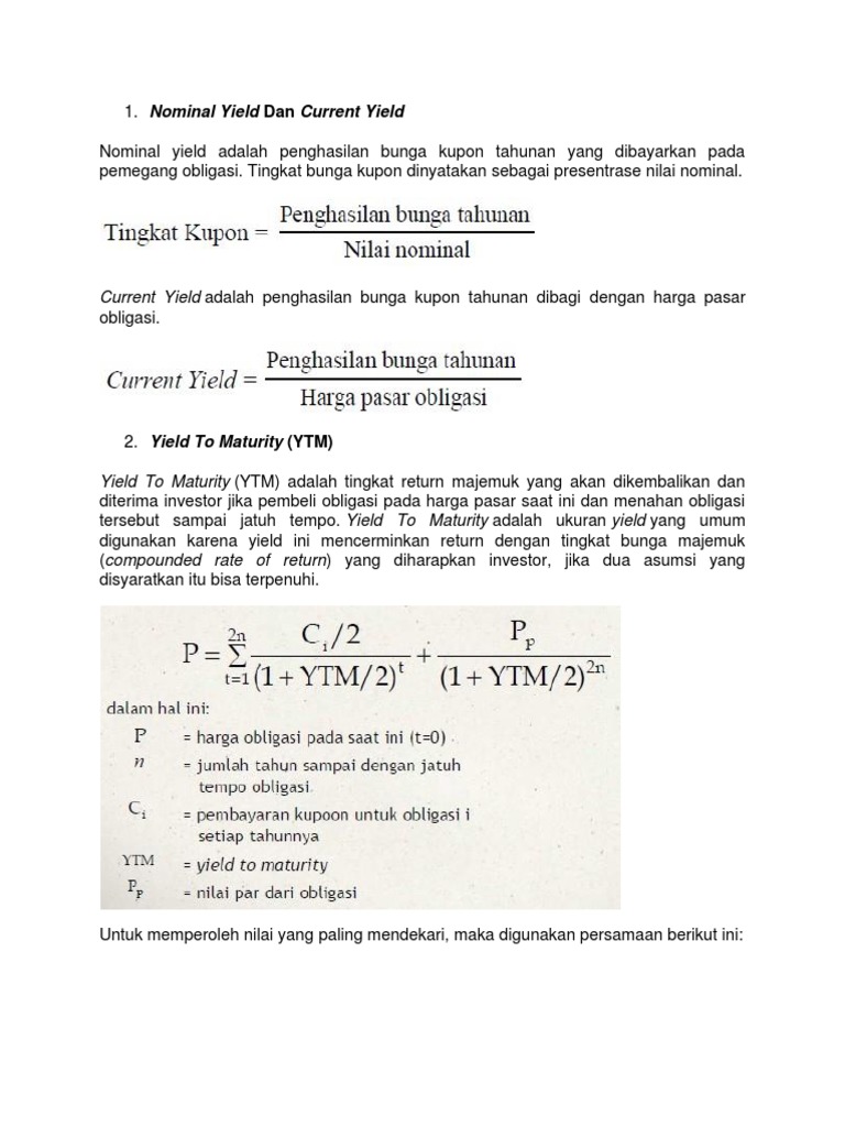 Rumus dan Cara Menghitung Yield Obligasi | PDF | Bisnis