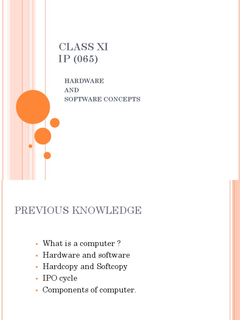 Class Xi IP (065) : Hardware AND Software Concepts | PDF | Computer ...