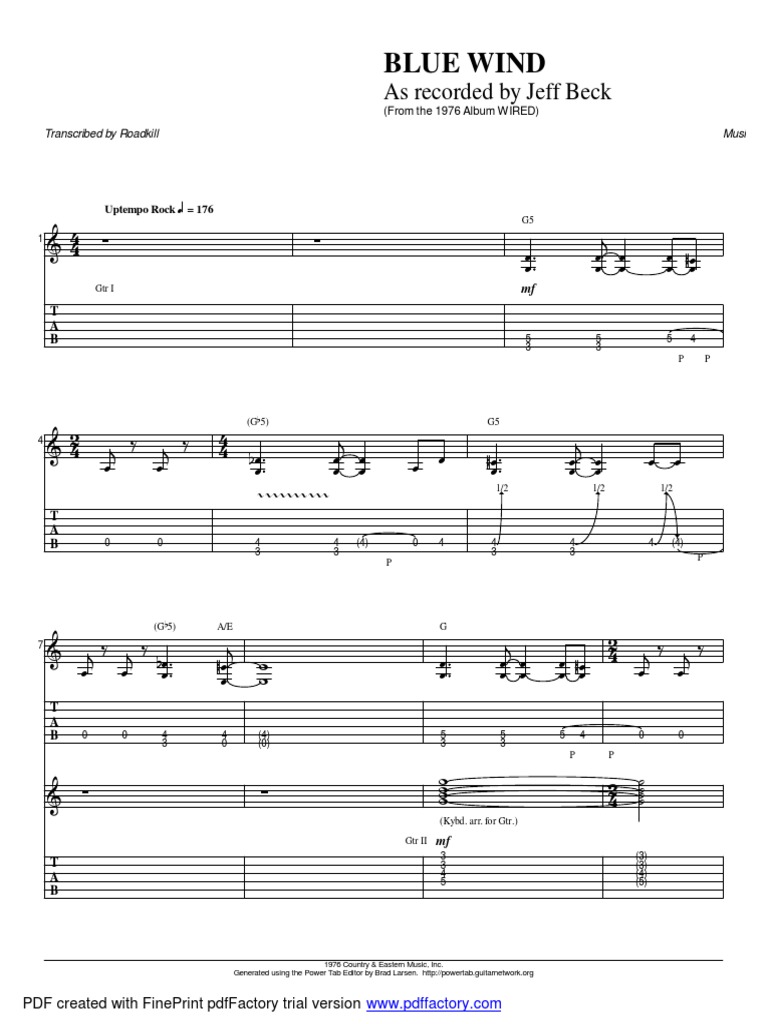 Blue - Wind - Beck - Jeff - Tab | PDF | Leisure