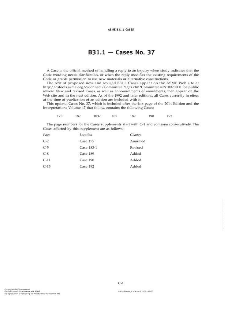 ASME B31.1-2014 - Code Cases Power Piping | PDF