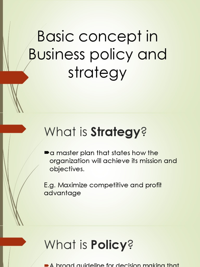 Basic Concept in Business Policy and Strategy | PDF