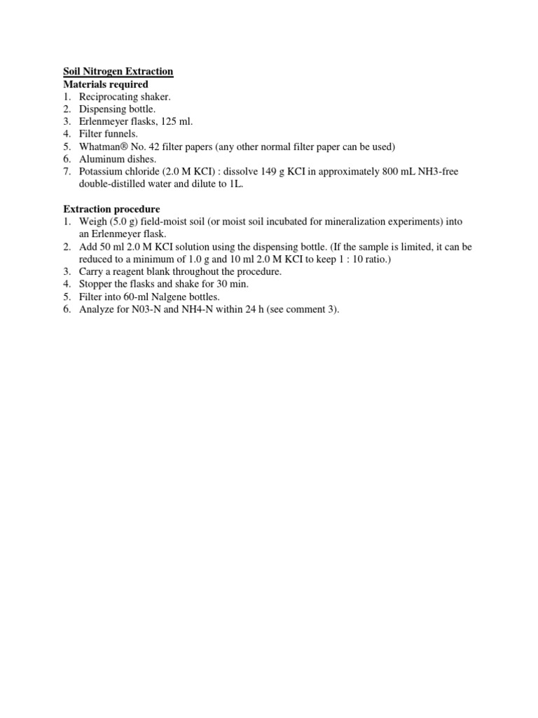 Extraction of Nitrogen From Soil | PDF