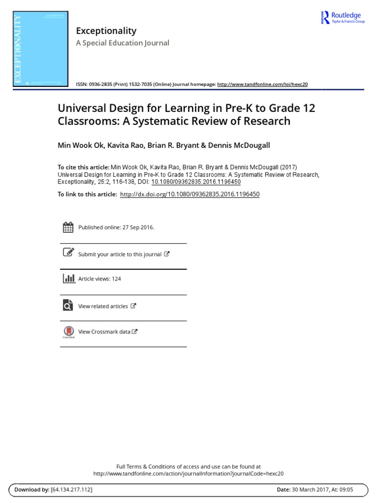 Universal Design For Learning in Pre-K T | PDF | Effect Size ...