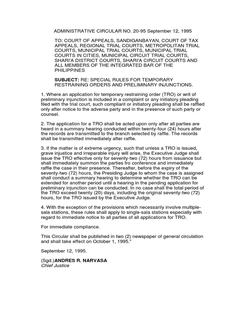 TRO and Preliminary Injunction Rules | PDF