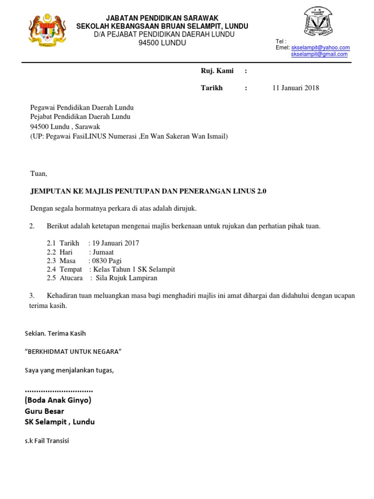 Surat Jemputan PPD PENUTUPAN | PDF