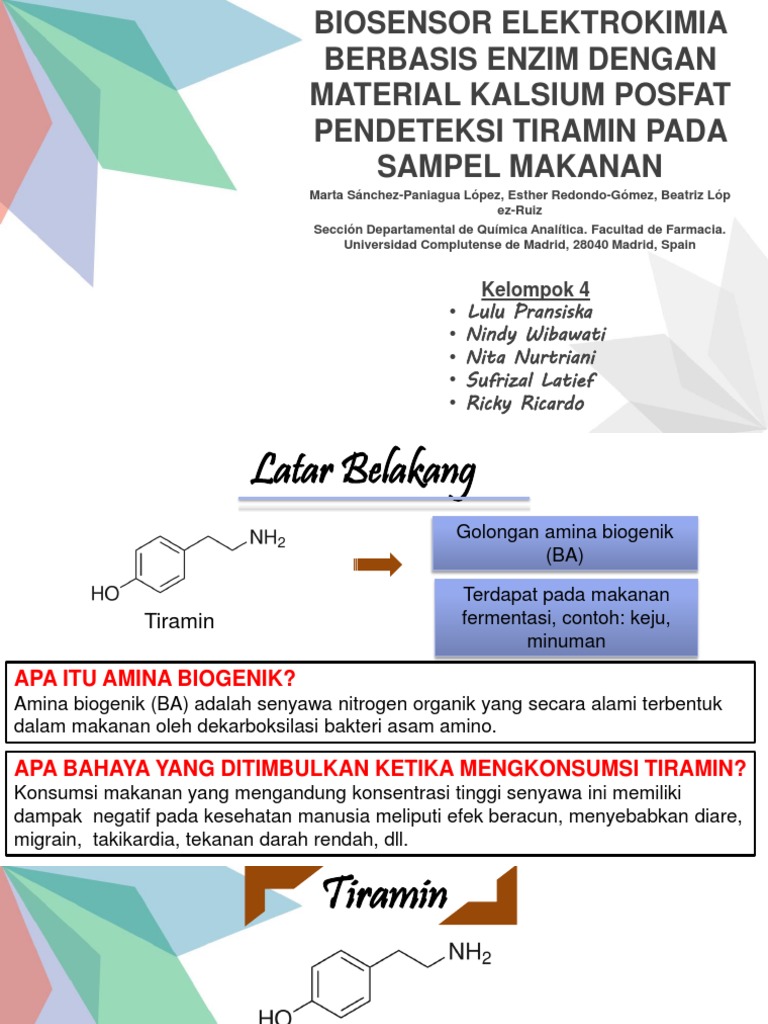 Biosensor Elektrokimia Berbasis Enzim Untuk Deteksi Tiramin | PDF