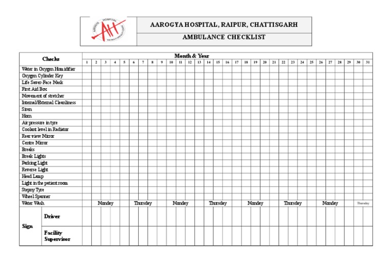 Ambulance Daily Inspection Checklist | PDF