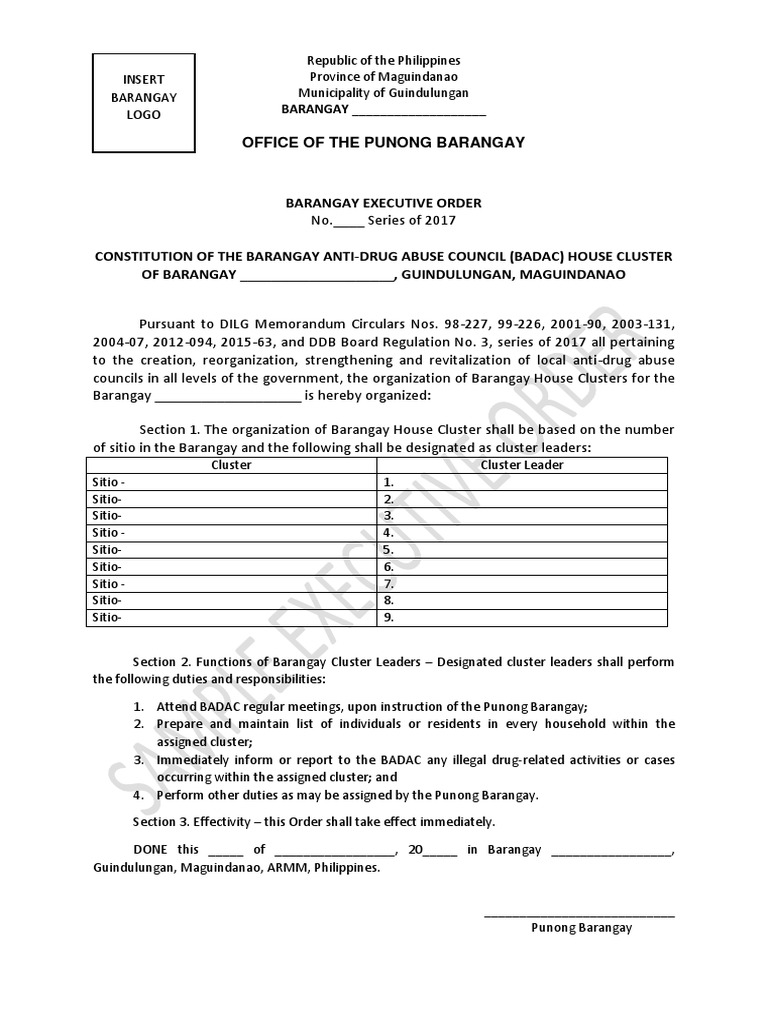 BADAC Executive Order House Cluster | Public Law | Public Sphere