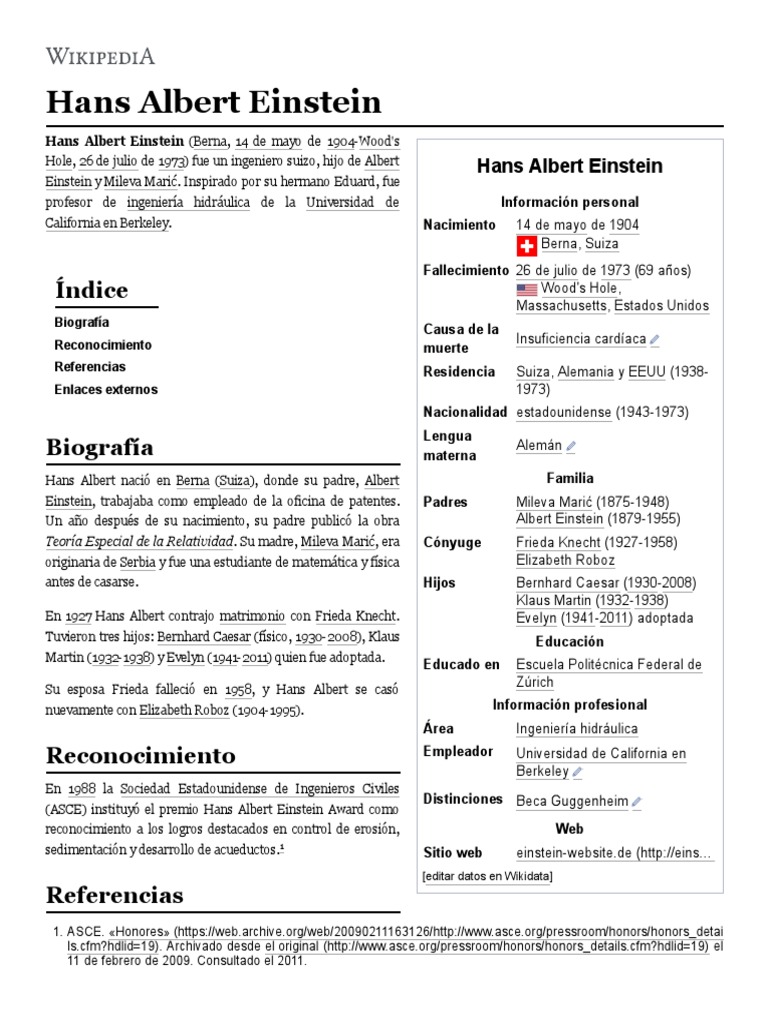 Hans Albert Einstein | PDF | Albert Einstein | Science