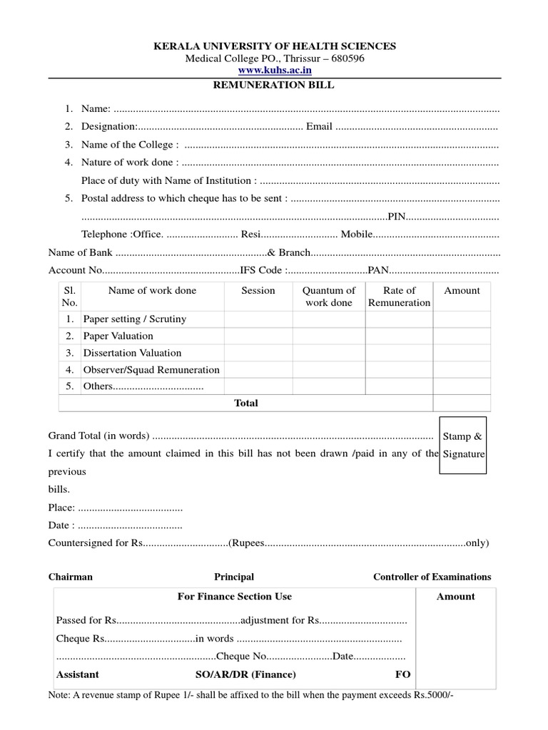 Remuneration Bill 01 | PDF | Cheque | Financial Services