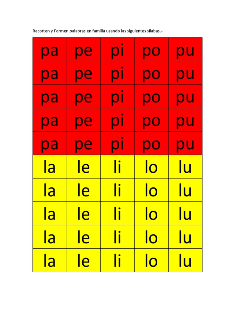 Silabas para Formar Palabras | PDF
