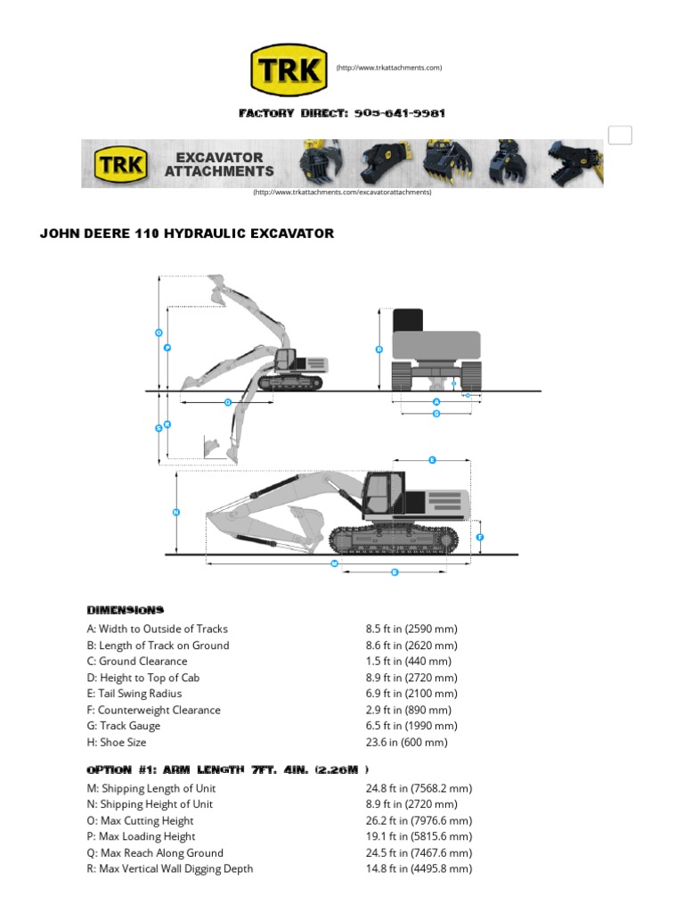 John Deere 110 Excavator Specifications | PDF | Engine Technology ...