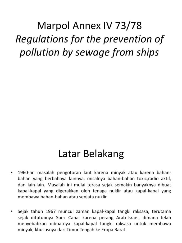 Regulasi Marpol Annex IV 73/78 | PDF | Griya & Taman