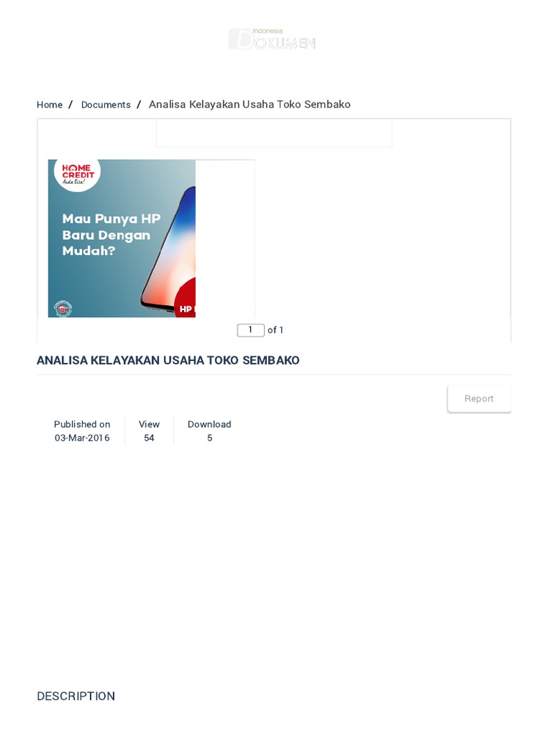 Analisa Kelayakan Usaha Toko Sembako PDF | PDF
