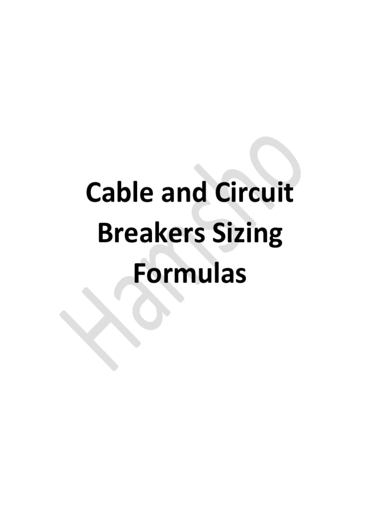 Cable and Circuit Breakers Sizing Formulas | PDF