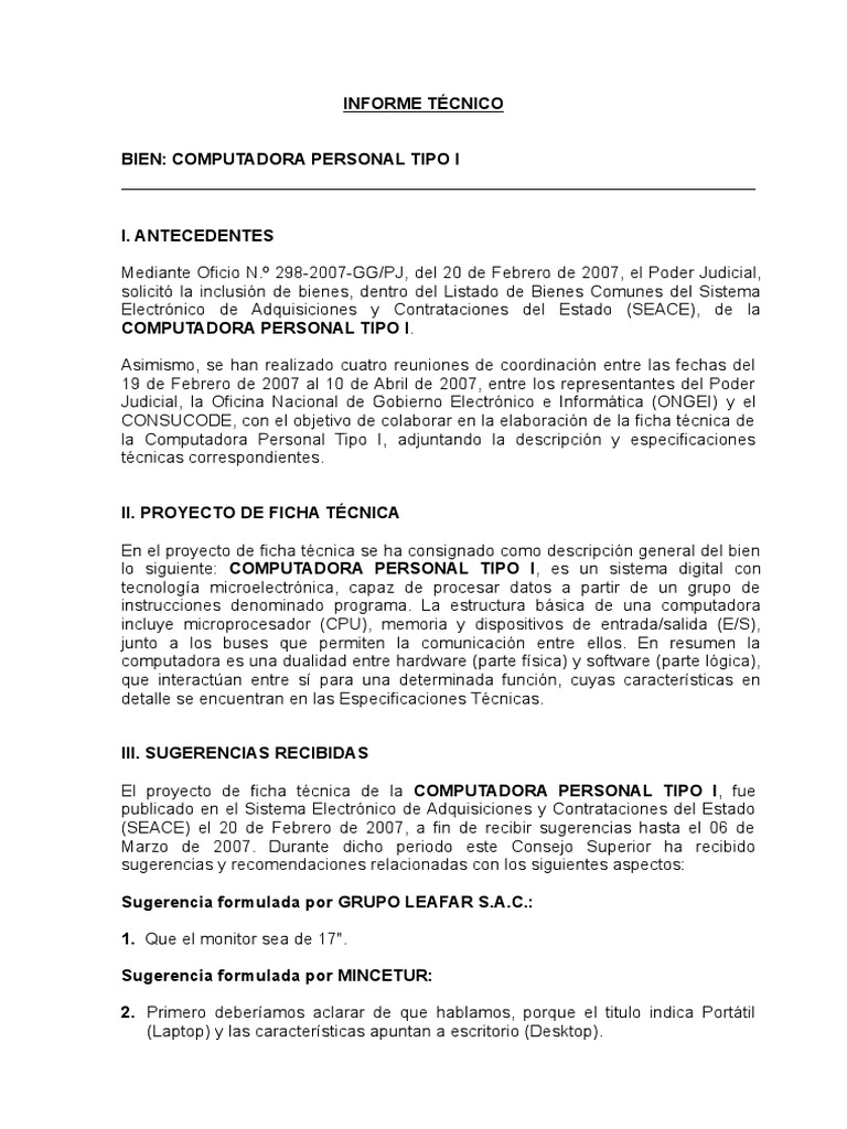 Informe Tecnico PC | PDF | Política (general) | Informática y tecnología de la información