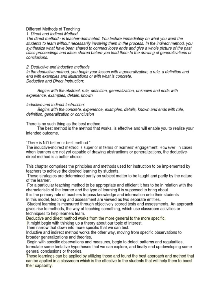 Different Methods of Teaching | PDF | Teachers | Applied Psychology