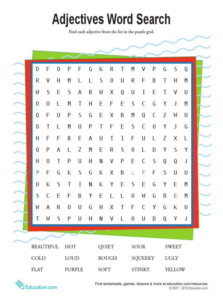 Adjective Word Search | PDF