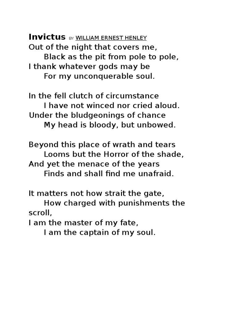 Invictus: William Ernest Henley | PDF